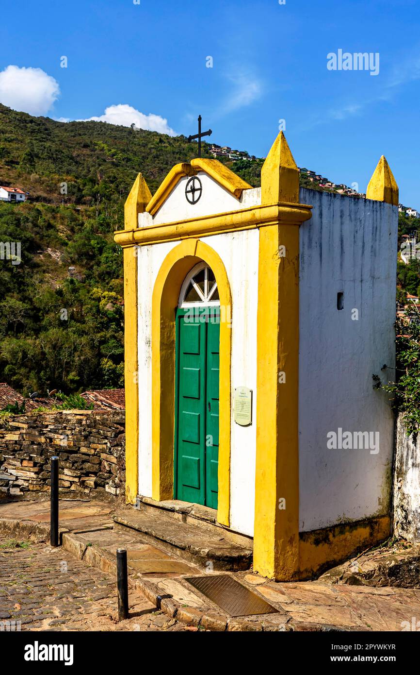 Small chapel in the streets of the historic city of Ouro Preto used in ...