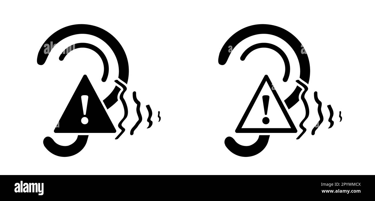 Tinnitus. Ringing in the ears. Vector line pattern. Unbearable ringing ...
