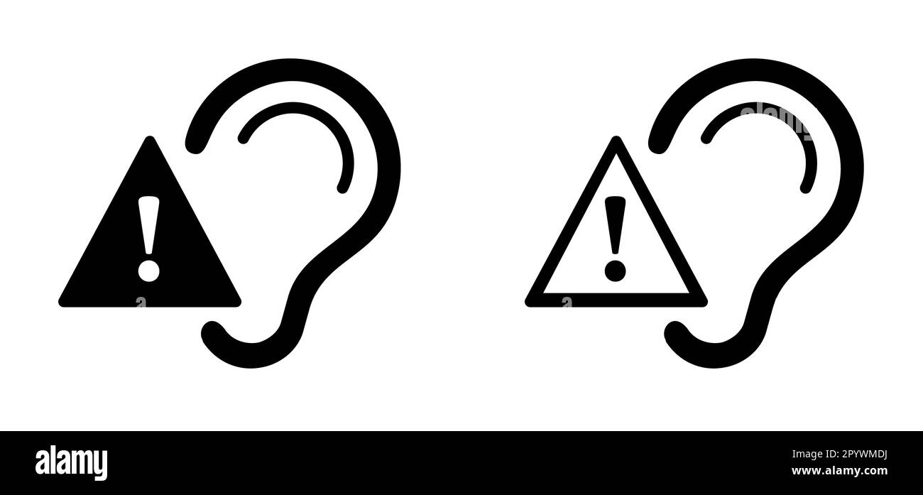 Tinnitus. Ringing in the ears. Vector line pattern. Unbearable ringing ...