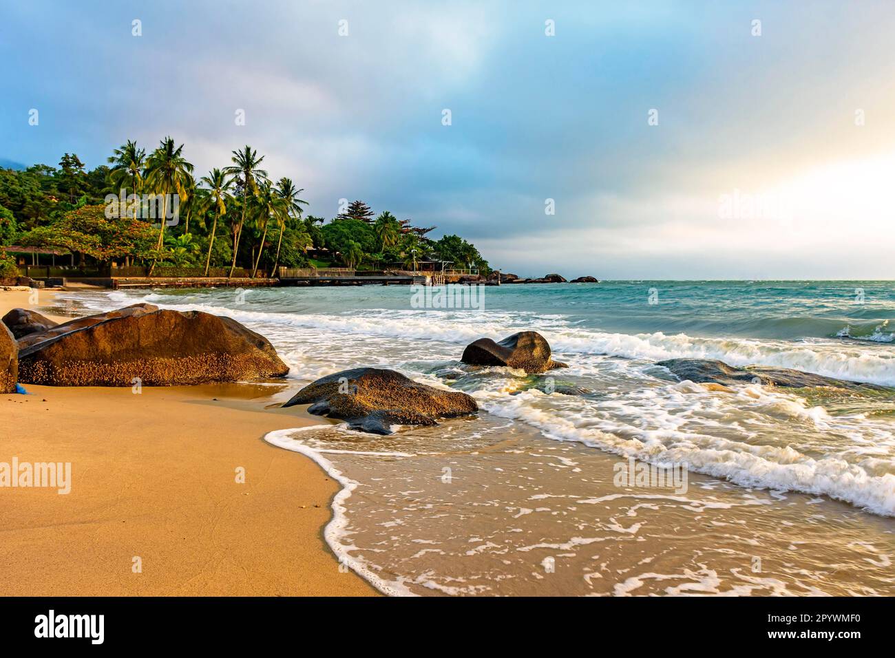 Tropical beach on the island of Ilhabela north coast of Sao Paulo ...