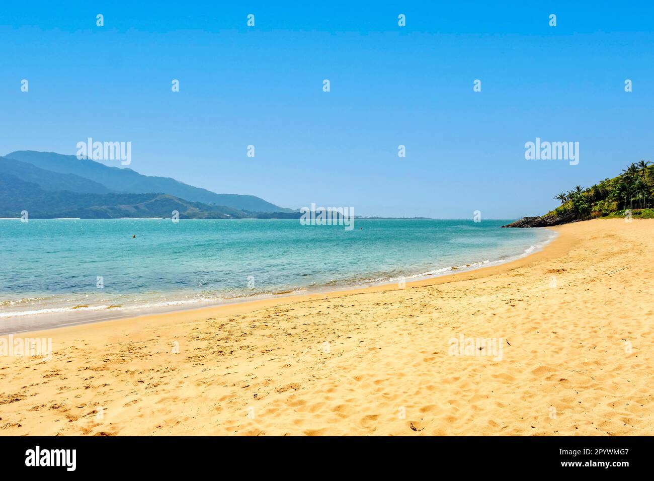 Beach on the island of Ilhabela on the north coast of the state of Sao ...