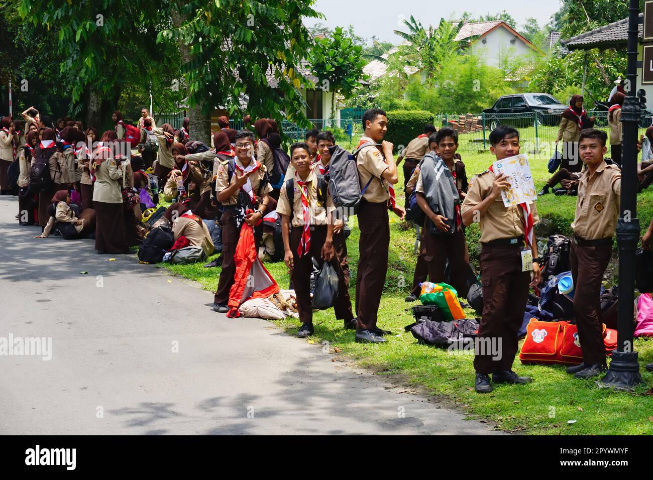 Yogyakarta, Indonesia - March 7th 2018: School trip of pupils wearing ...