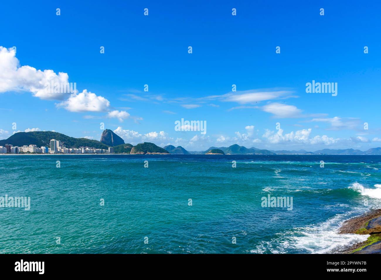 Sunny day at Copacabana beach on Rio de Janeiro citybeach with the ...