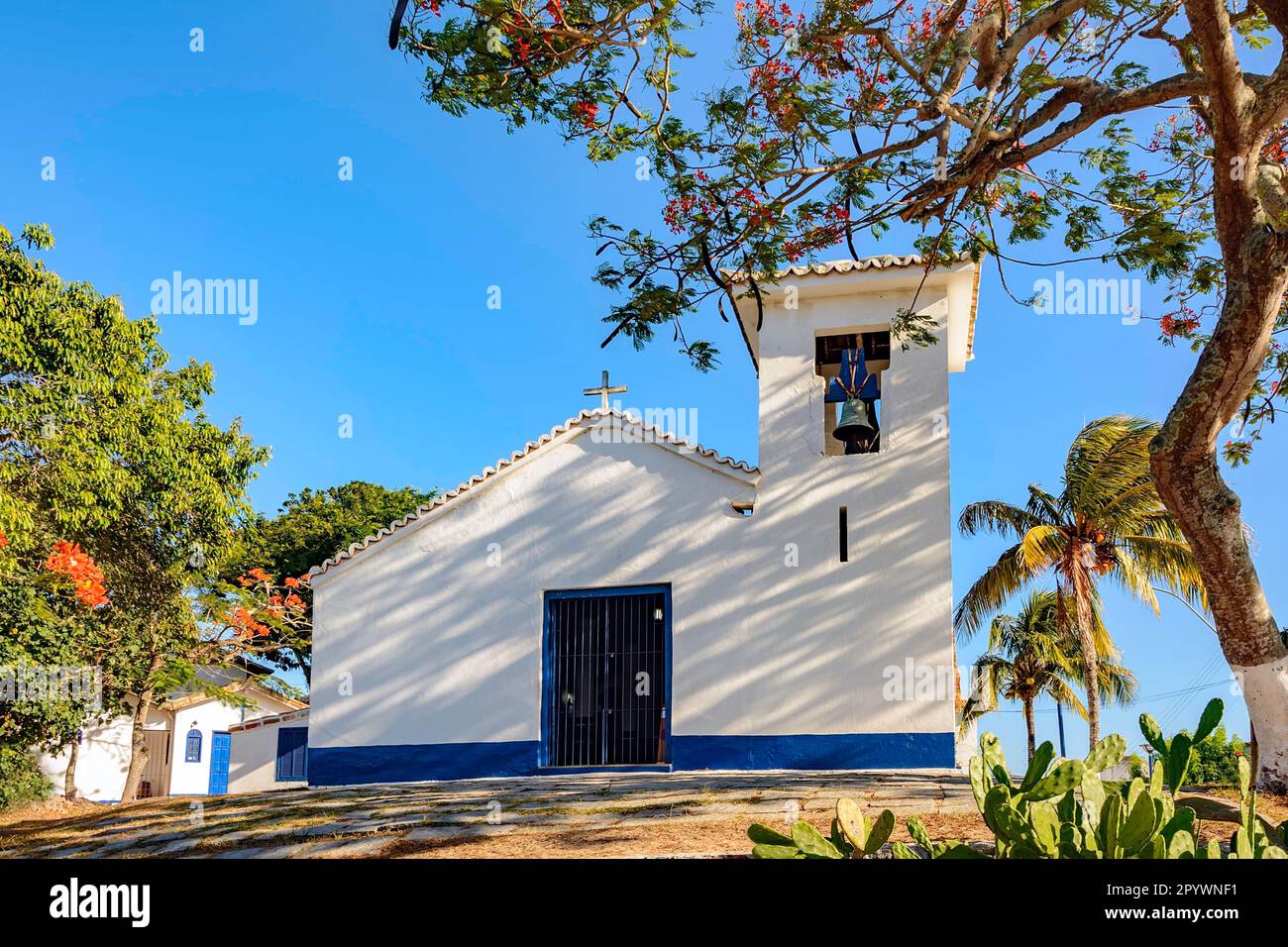 Ancient church facade built in the 18th century in Brazil in colonial ...