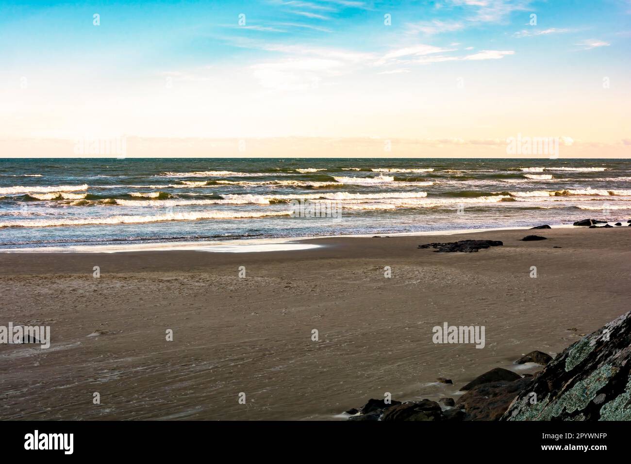 Beach in the city of Torres on the coast of the state of Rio Grande do ...