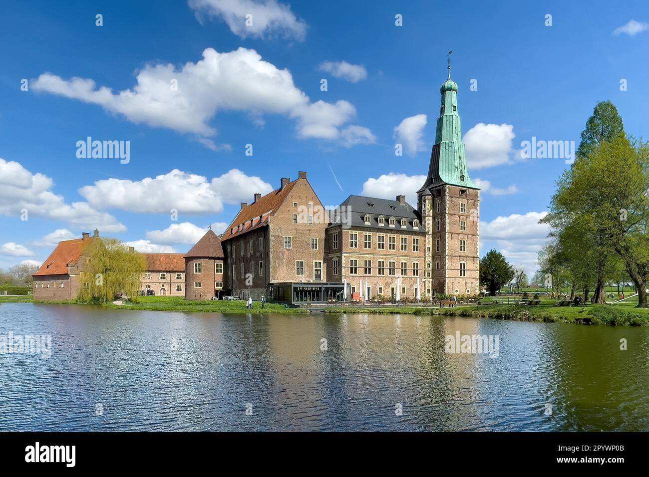 View of historical moated castle from Renaissance Raesfeld Castle ...