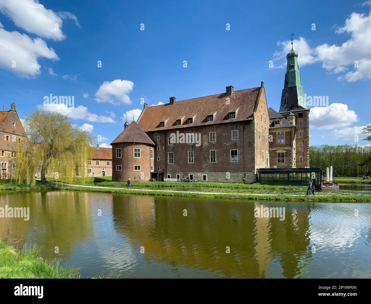View of historical moated castle from Renaissance Raesfeld Castle ...