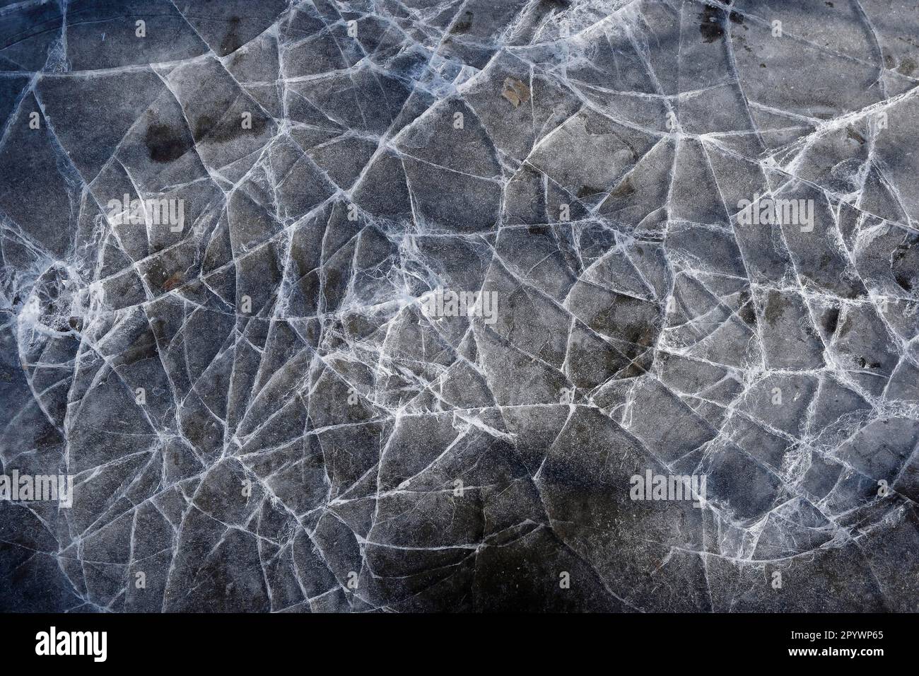 Detail, nature, cracks on thin ice, Province of Quebec, Canada Stock ...