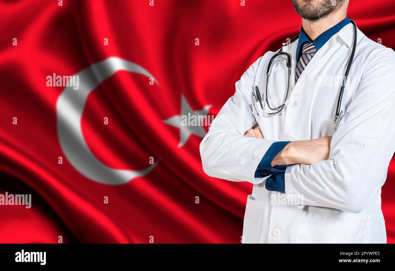 Health and care with the flag of Turkey. Turkish national health ...