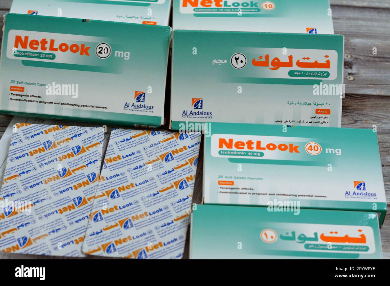 Cairo, Egypt, May 2 2023: NetLook soft gelatin capsules, Isotretinoin ...