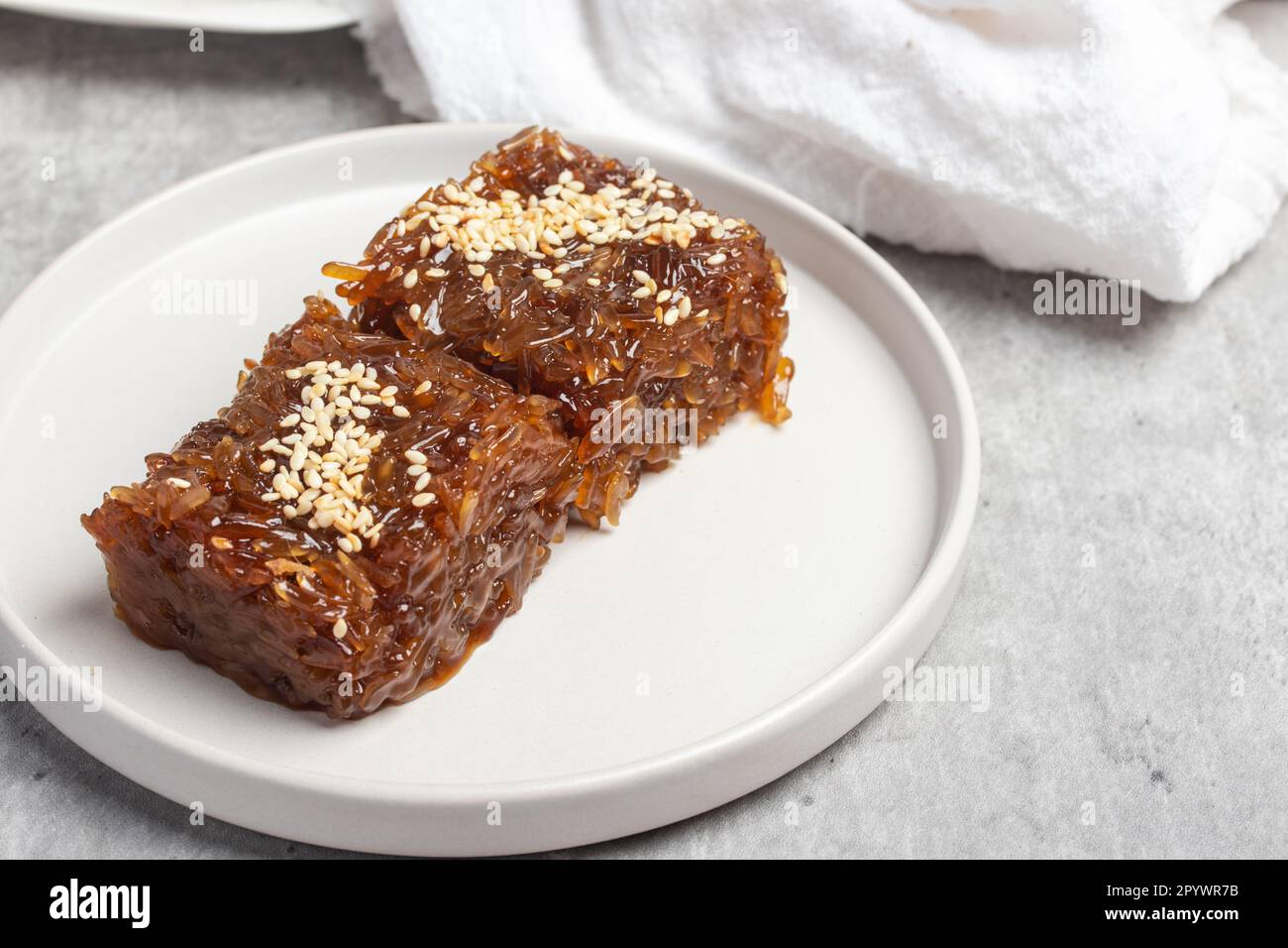 Fried Sticky Rice with Brown Sugar, White Sesame Dessert Stock Photo ...