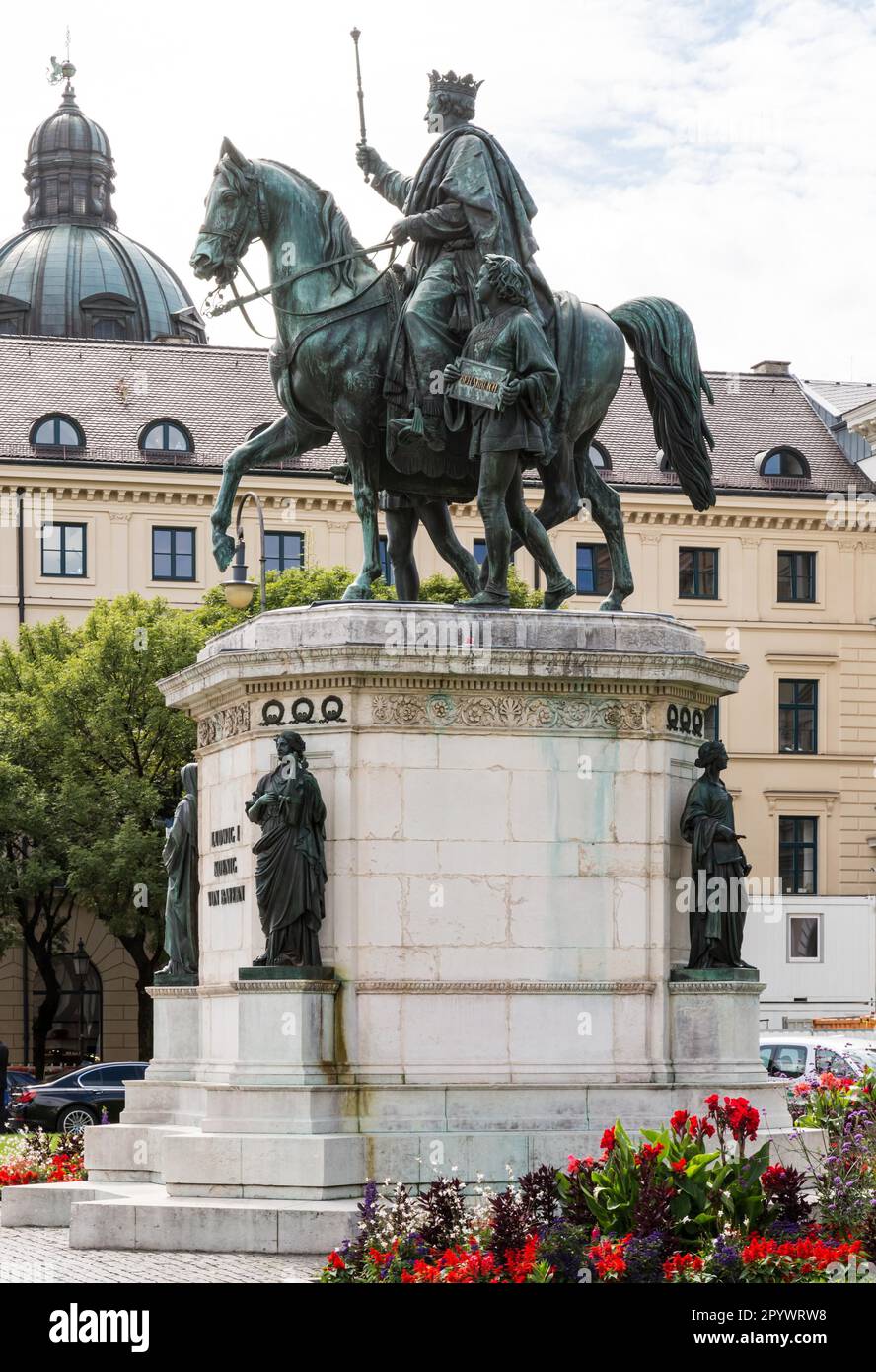 Equestrian statue of King Ludwig I in Munich, built (1862 Stock Photo ...