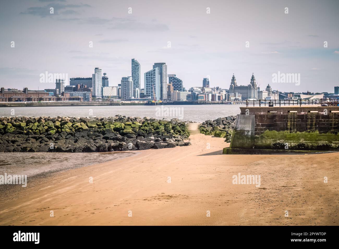 03.05.23 Seacombe, Wirral, UK. The city of Liverpool from across the ...