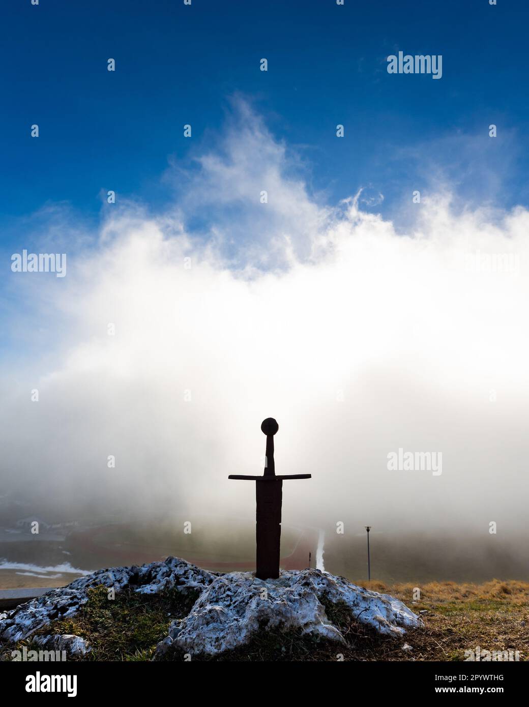 Sword in the stone at Monte Terminillo's 'Cinque Confini' at sunset ...