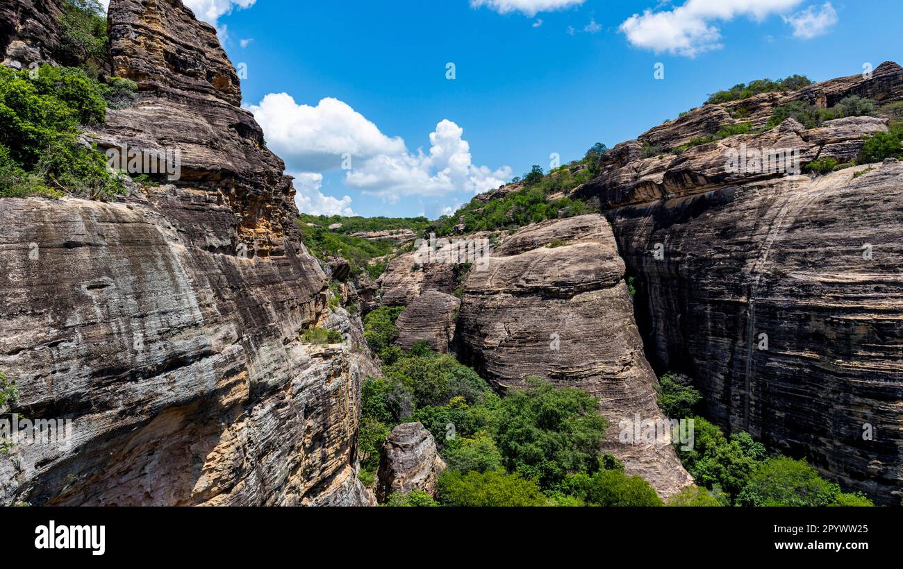 Sandstone cliffs at Pedra Furada, Unesco site Serra da Capivara ...