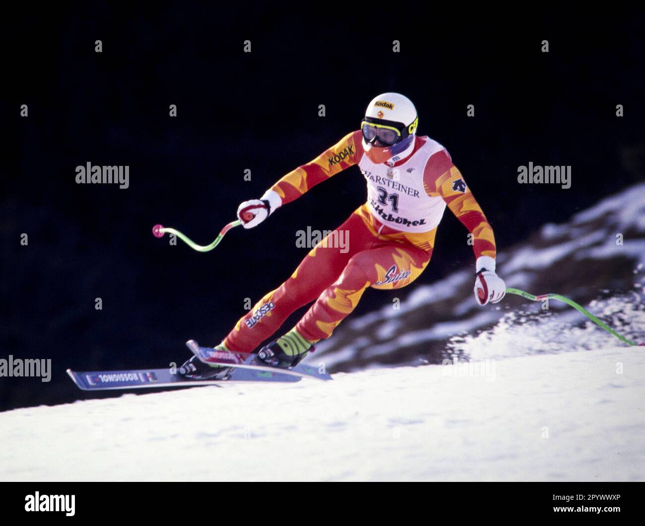 Alpine Skiing World Cup 1990/1991 Kitzbuehel Training 10.01.1991 Xavier ...