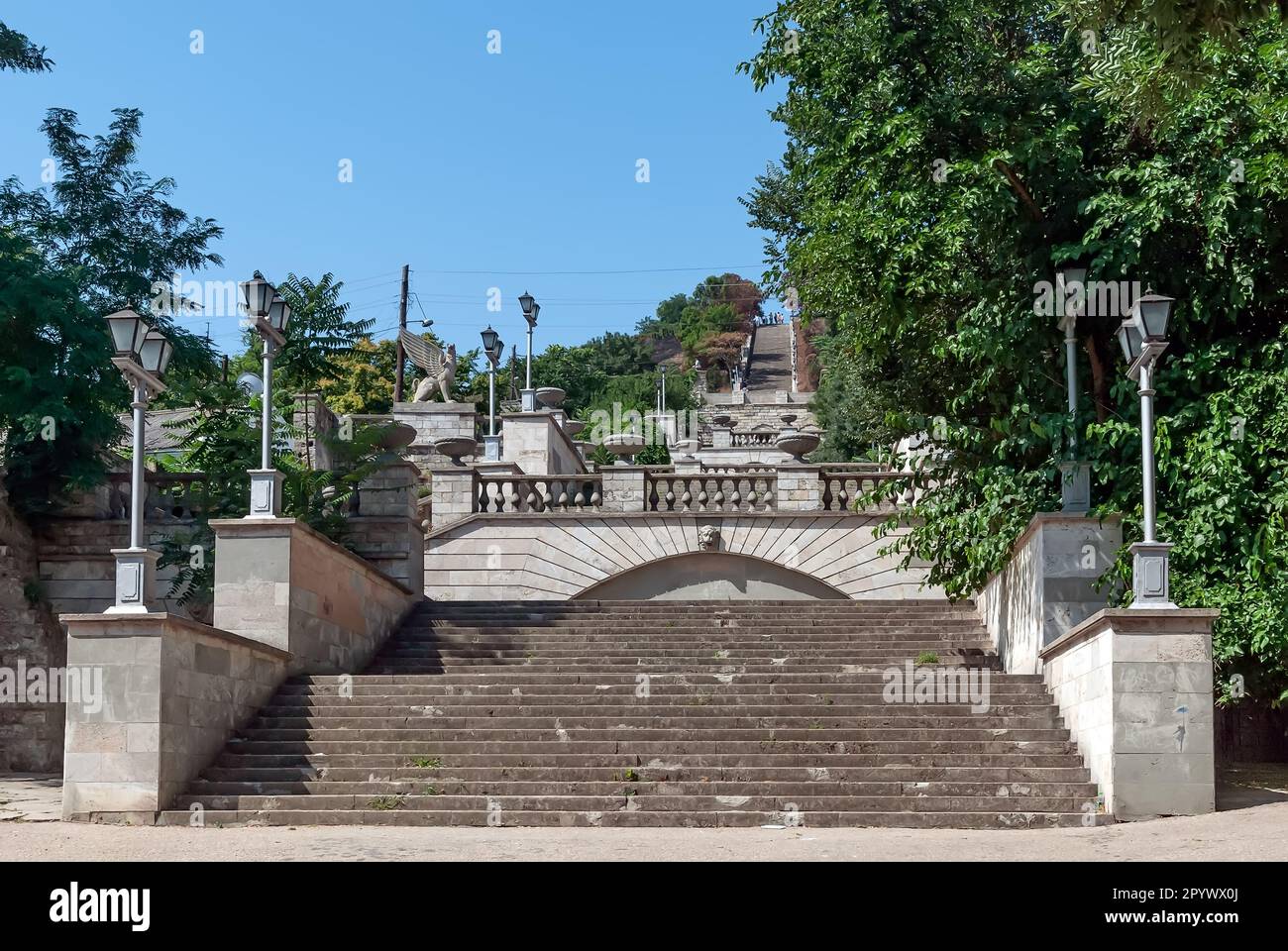 Wide Mithridates Staircase in park, Kerch, Crimea, Ukraine Stock Photo ...