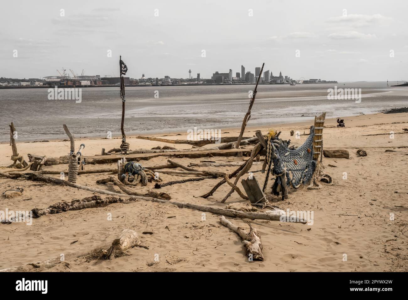 03.05.23 Seacombe, Wirral, UK. The city of Liverpool from across the ...