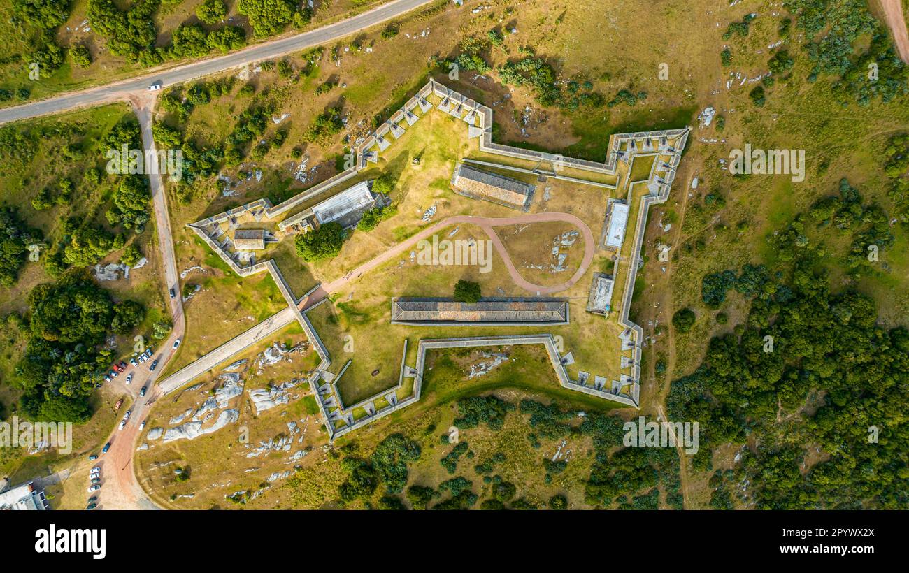 Aerial of the Fort of Santa Teresa, Santa Teresa National Park, Uruguay ...