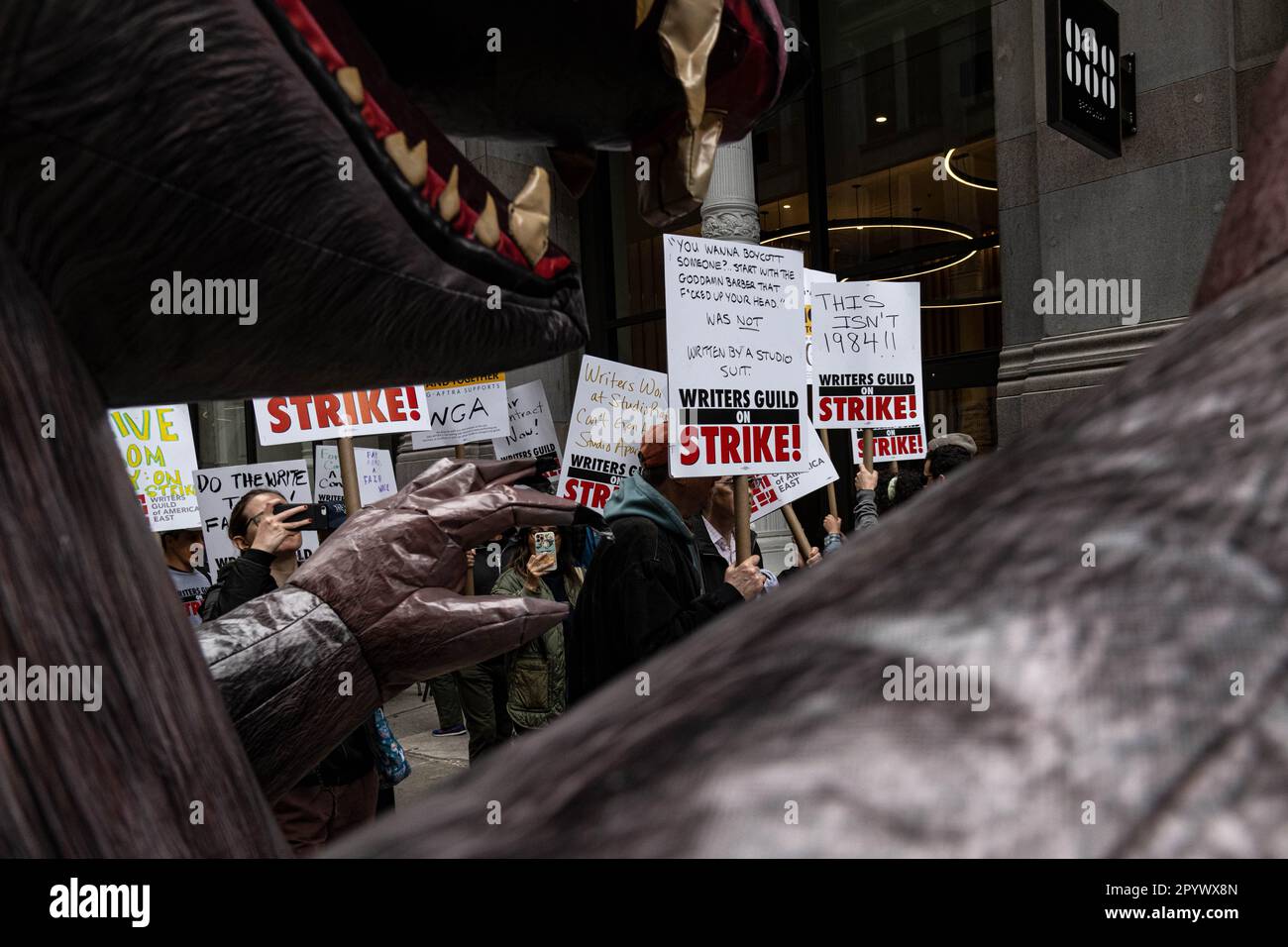 New York, New York, USA. 3rd May, 2023. An inflatable rat is placed at ...