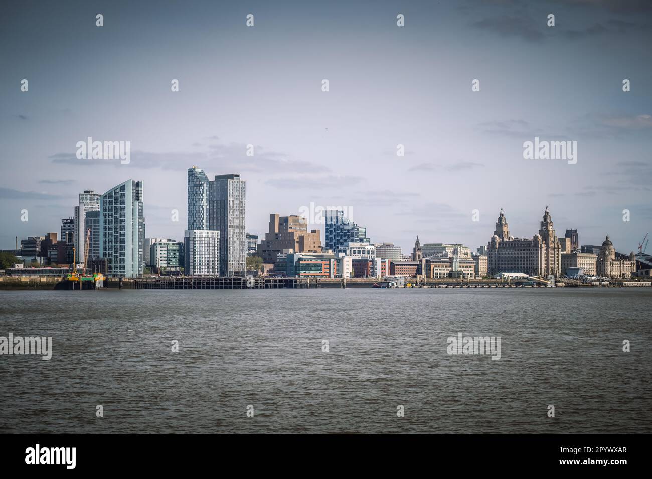 03.05.23 Seacombe, Wirral, UK. The city of Liverpool from across the ...