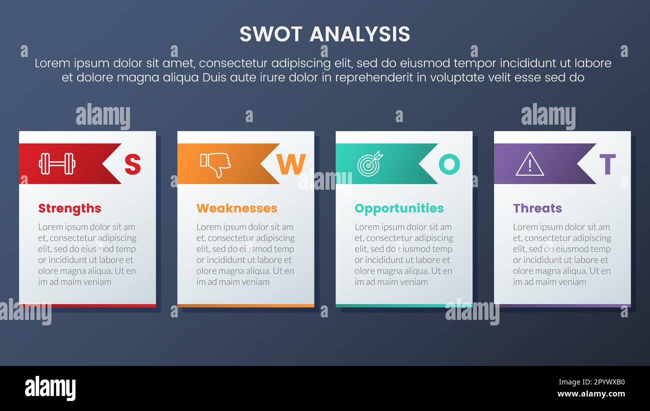 swot analysis concept with table and arrow triangle shape for ...