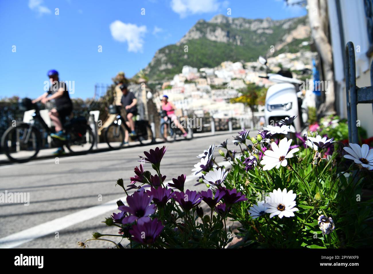 Positano, Italy. 4th May, 2023. Tourists visit the Positano town on the ...
