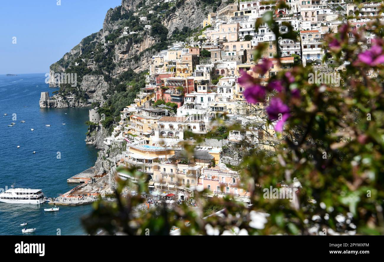 Positano. 4th May, 2023. This photo taken on May 4, 2023 shows the ...