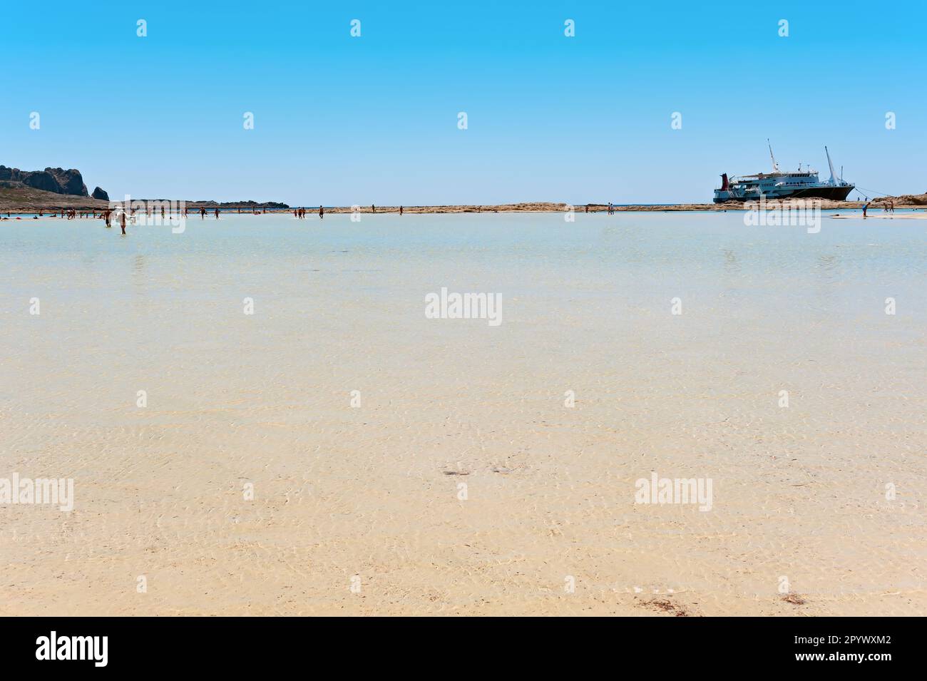 Shallow water of Balos bay in Greece Stock Photo - Alamy