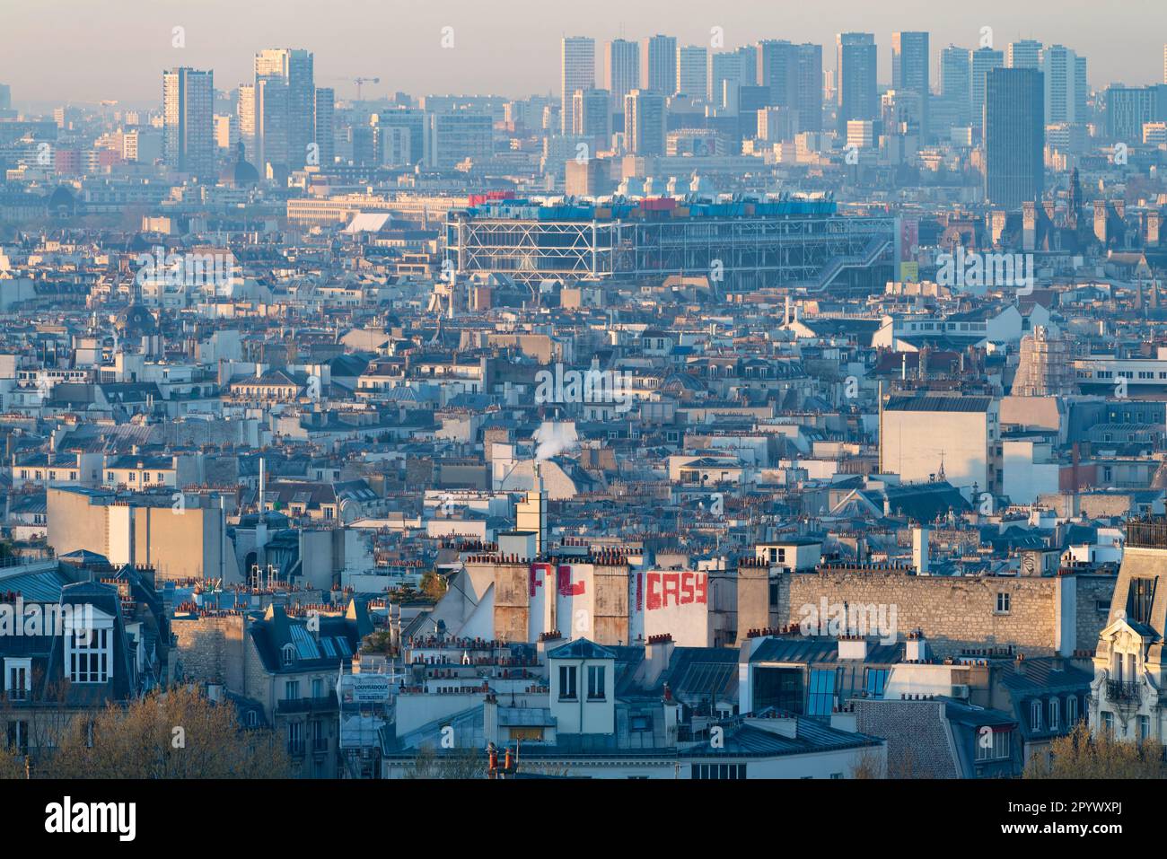 View of the rooftops of Paris from Montmartre, Ile-de-France, France ...