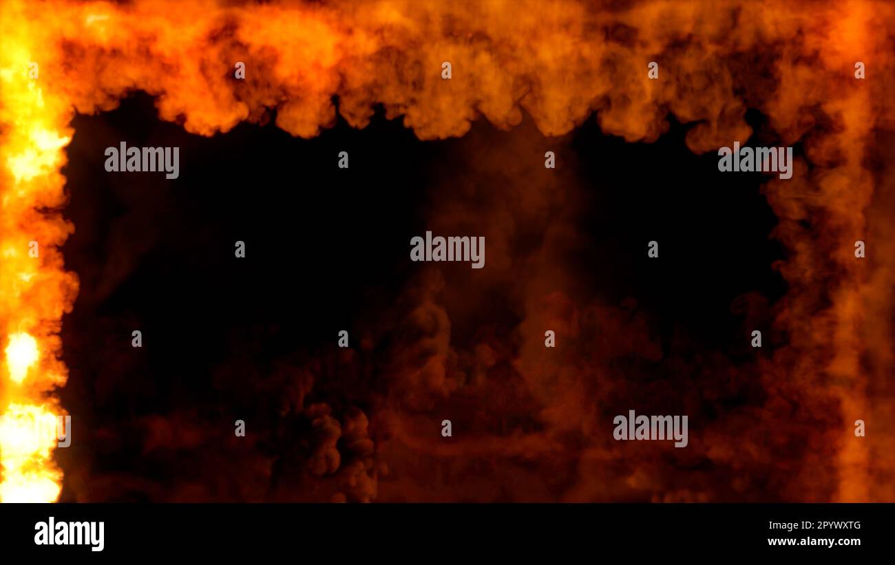 Square content frame of burning red lines of fire, isolated - object 3D ...