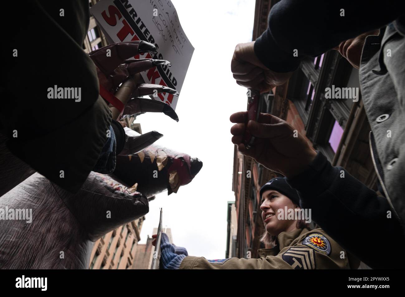 New York, New York, USA. 3rd May, 2023. An inflatable rat is placed at ...