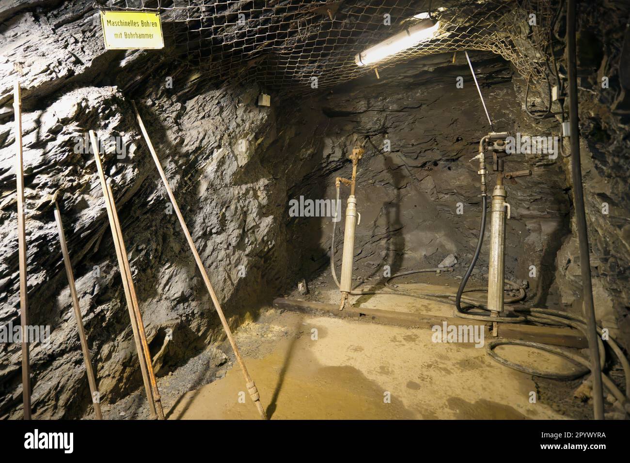 Pneumatic hammer for ore extraction, Rammelsberg mine site, Goslar ...