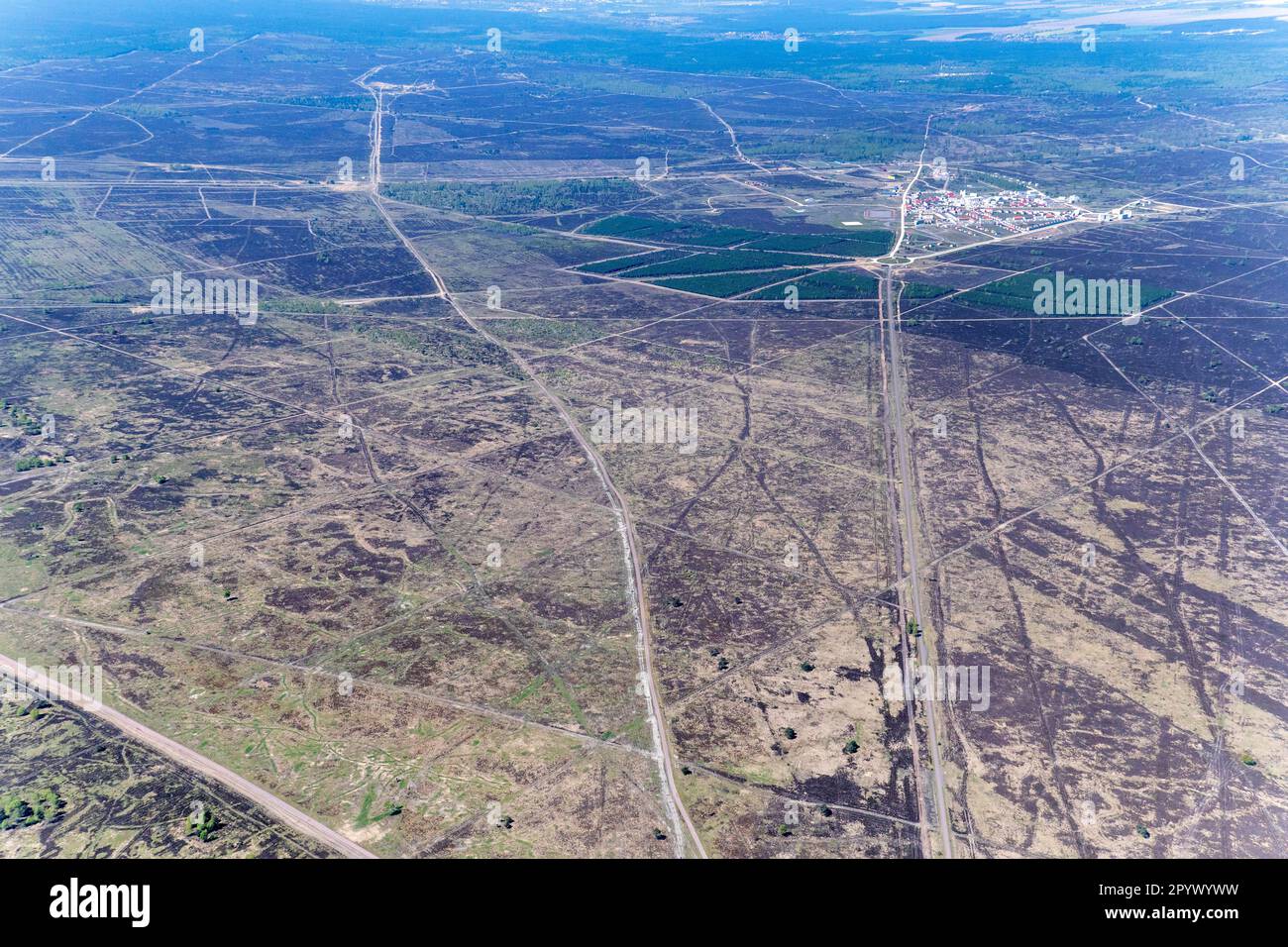 Aerial view of the Army Combat Training Centre, Altmark, training town ...