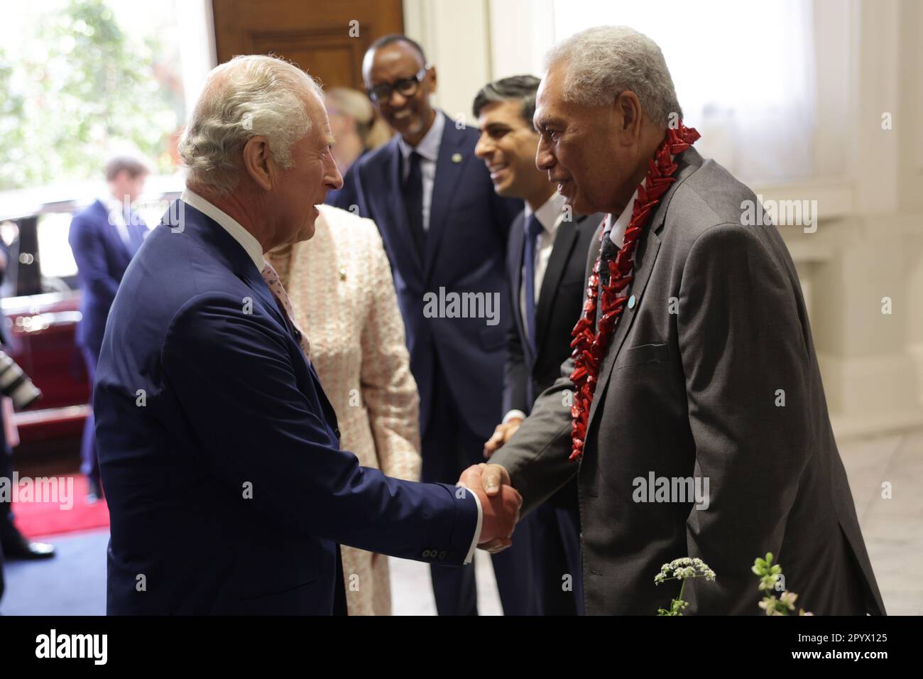 King Charles III greets guests at the Commonwealth reception at ...