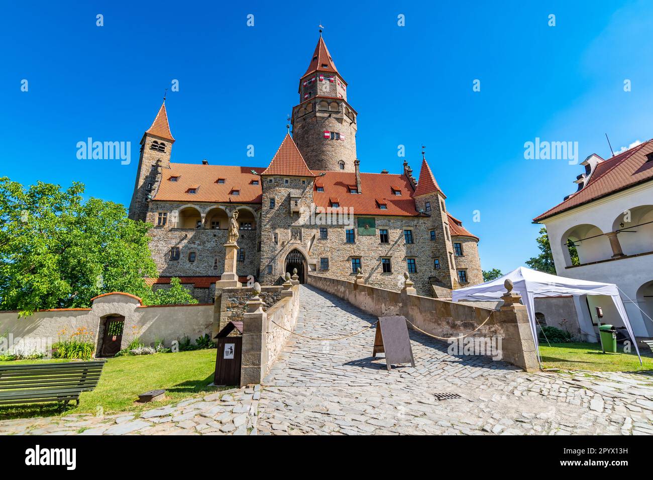 Famous medieval castle Bouzov, Czech Republic. National landmark built ...