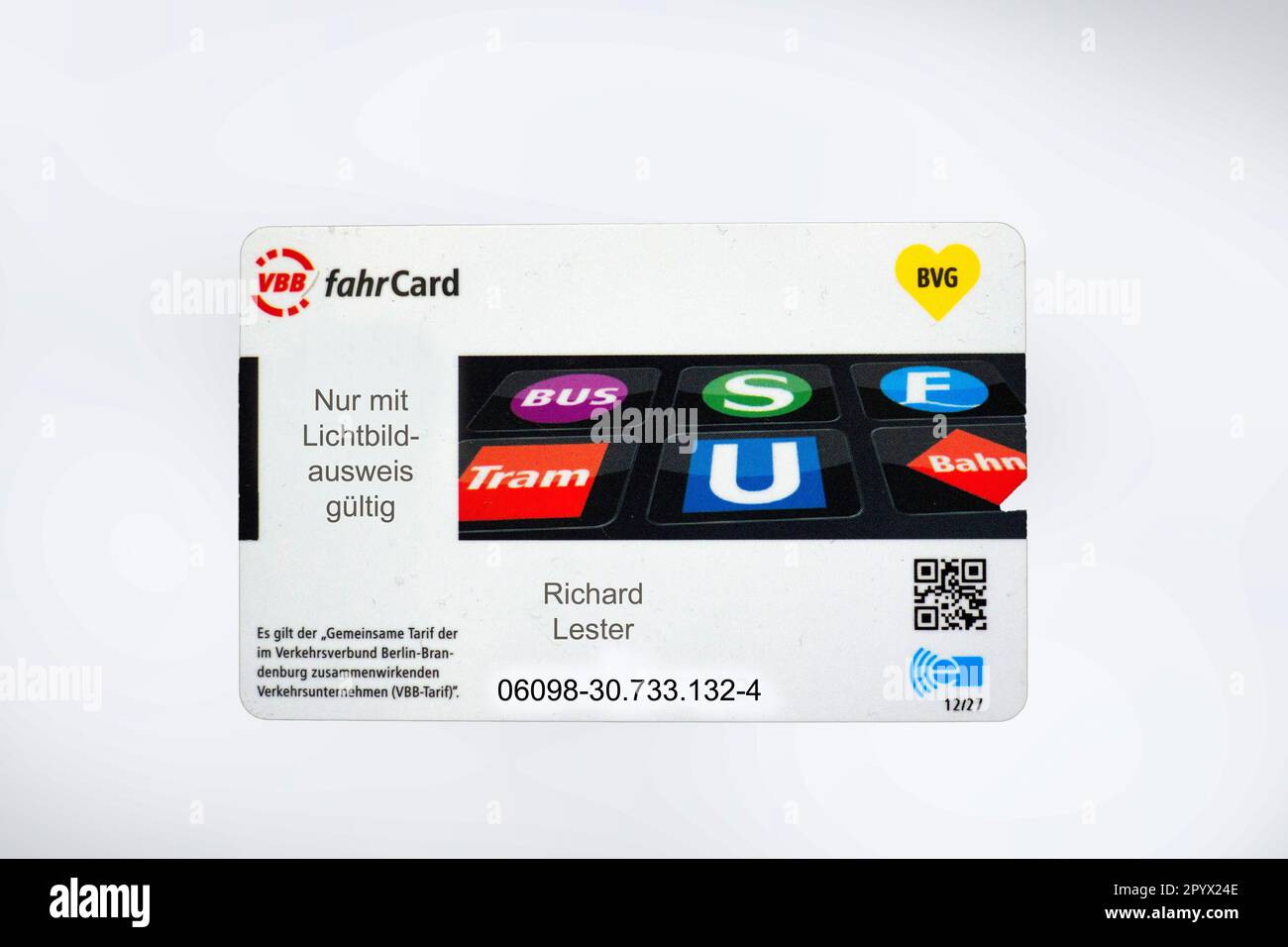 Monthly travel pass, VBB and BVG FahrCard with QR code, DeutschlandCard ...