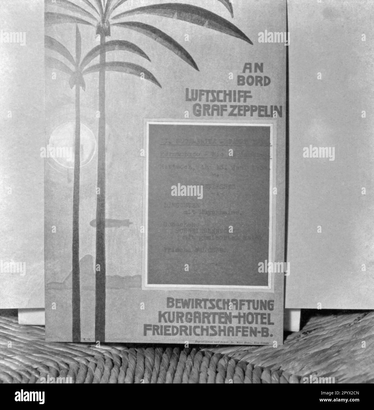 The menu of the airship LZ 127 Graf Zeppelin that will be available to ...