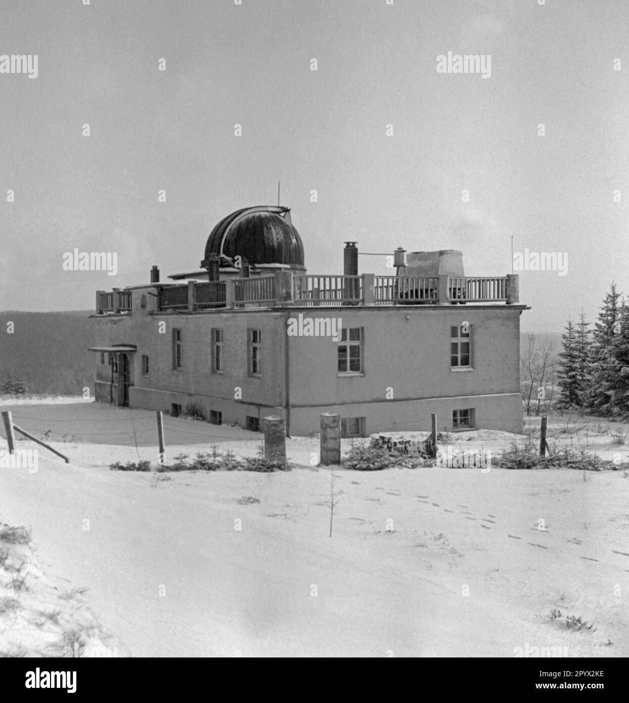 View of the snow-covered observatory. Undated photo, probably in the ...