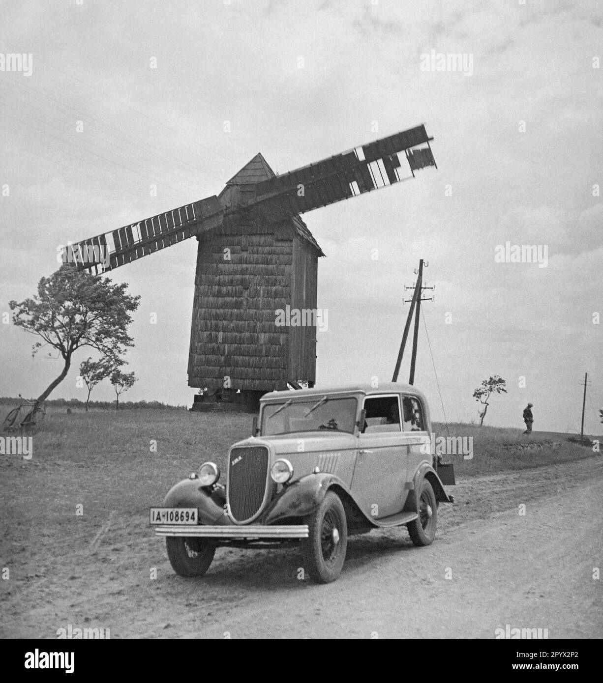 Historical old windmill in Black and White Stock Photos & Images - Alamy