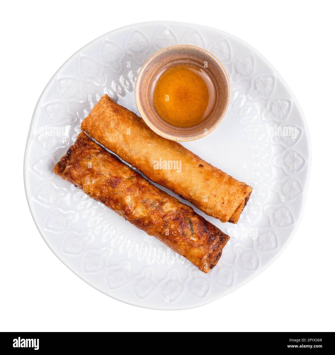 top view of vietnamese fried spring rolls stuffed pork, carrots ...