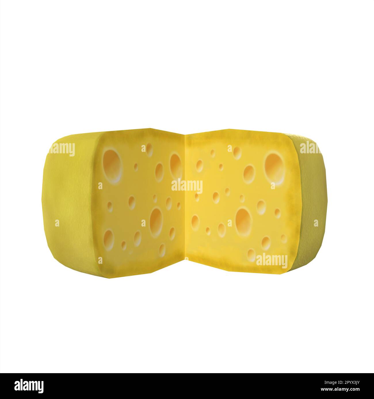 A 3D rendering of a block of cheese isolated on a white background ...