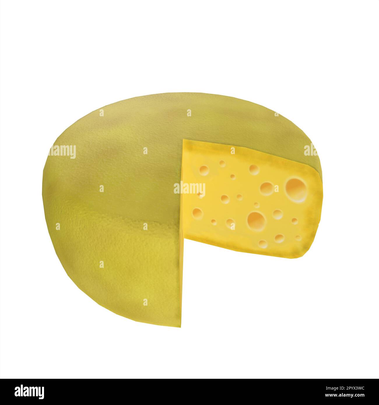 A 3D rendering of a block of cheese isolated on a white background ...