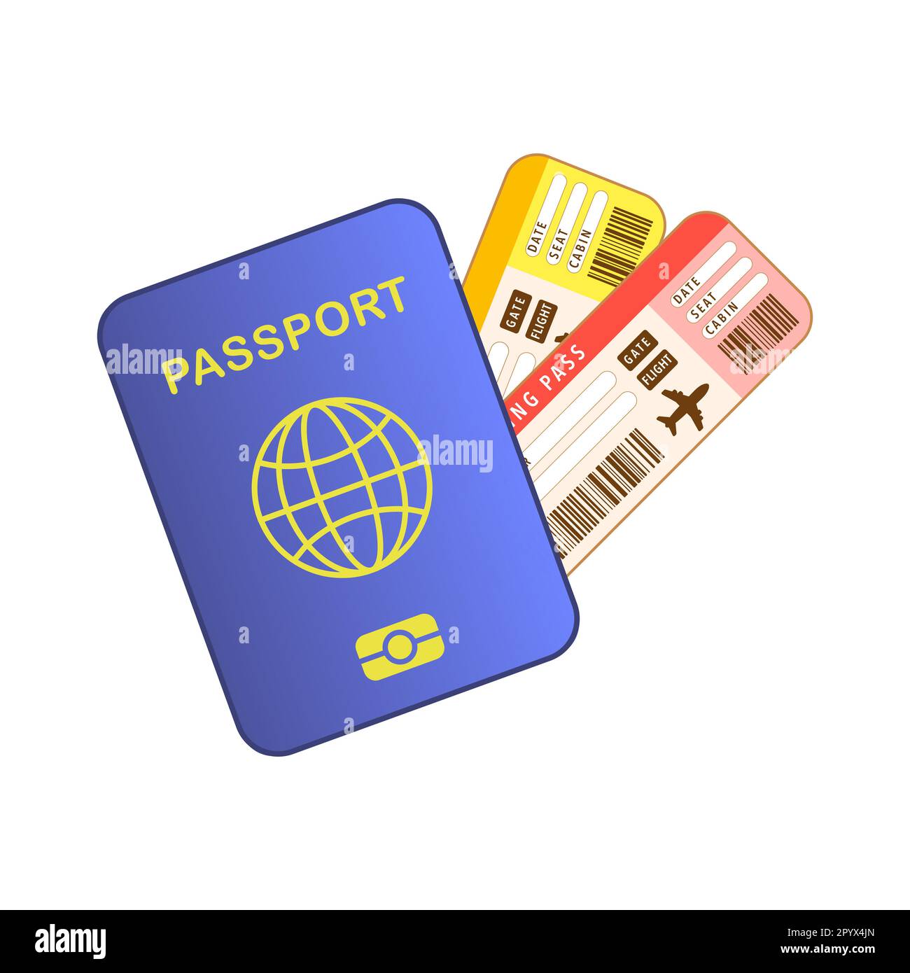 Vector Illustration Of International Passport And Boarding Passes In