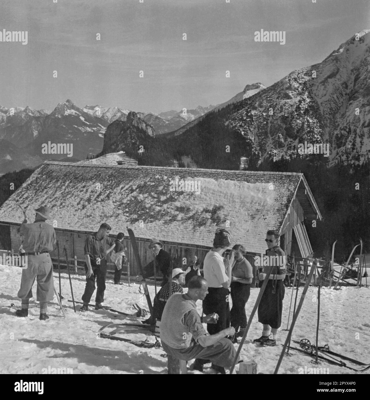 "Taking a break on a high alpine pasture at a recreation home of the ...