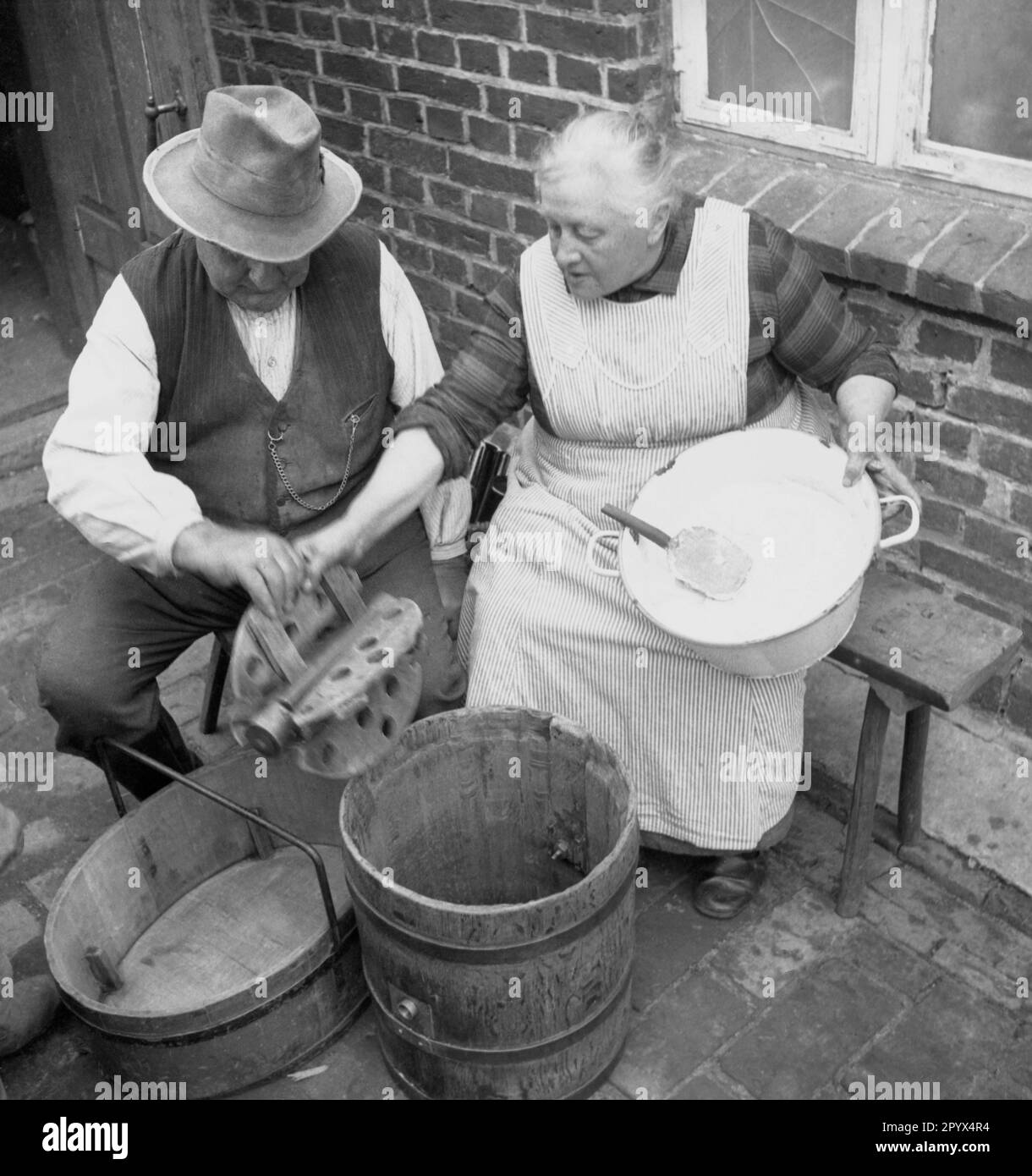 Butter making churn Black and White Stock Photos & Images - Alamy