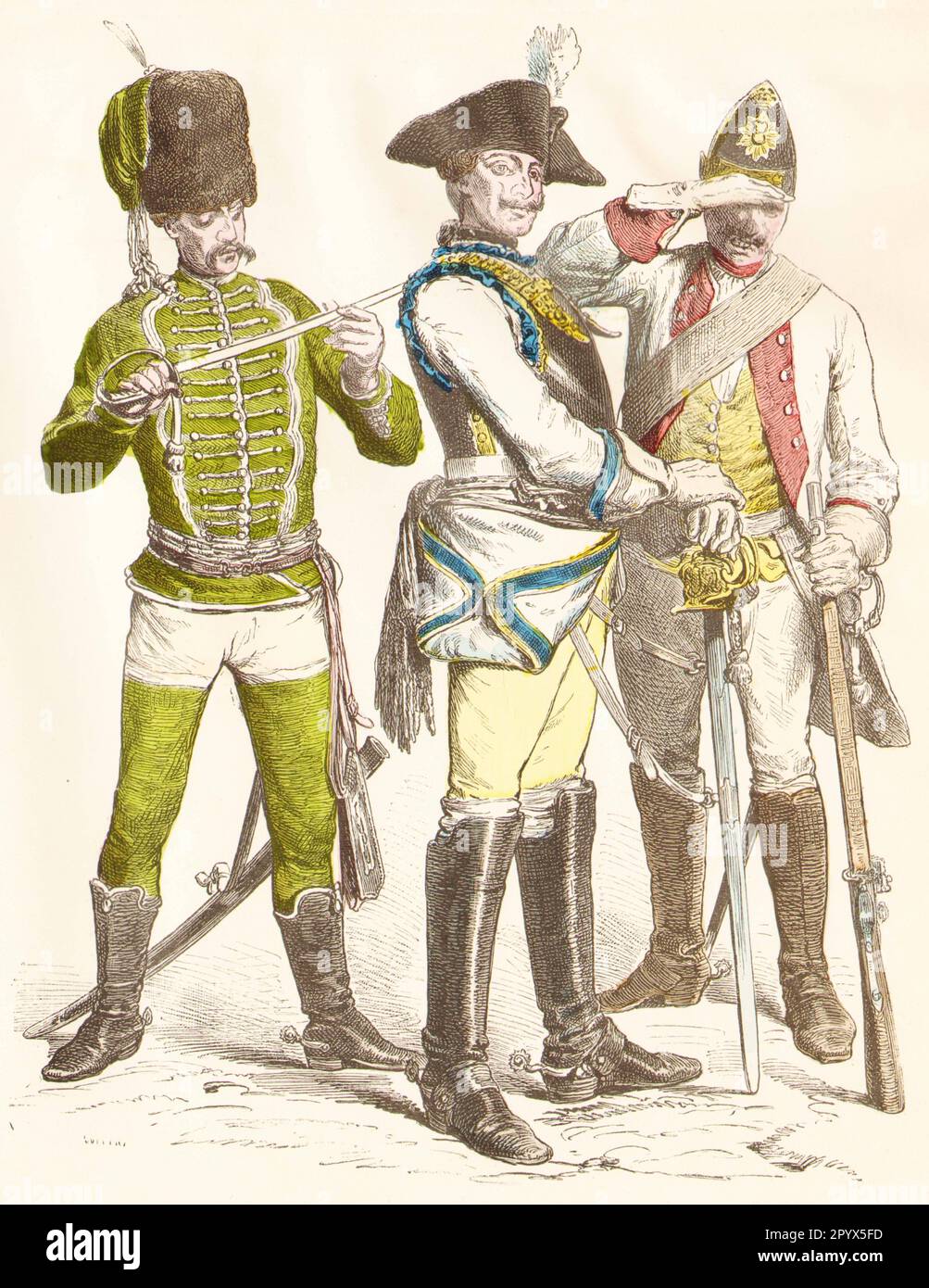 Soldiers in the 18th century in contemporary uniform: hussar ...