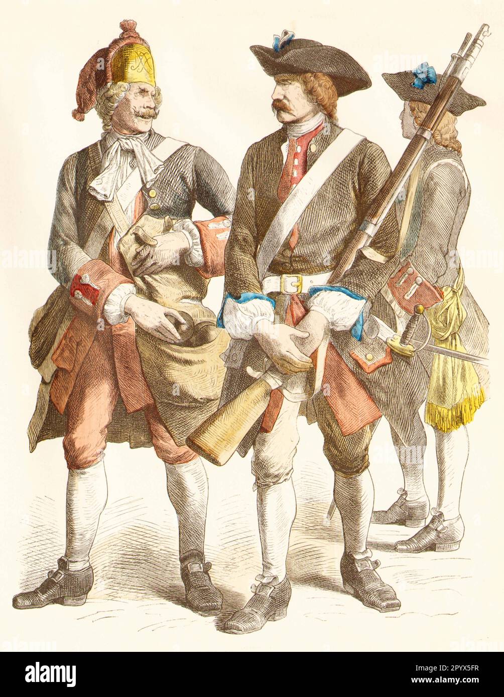 Soldiers in the 18th century in contemporary uniform: Austrian ...