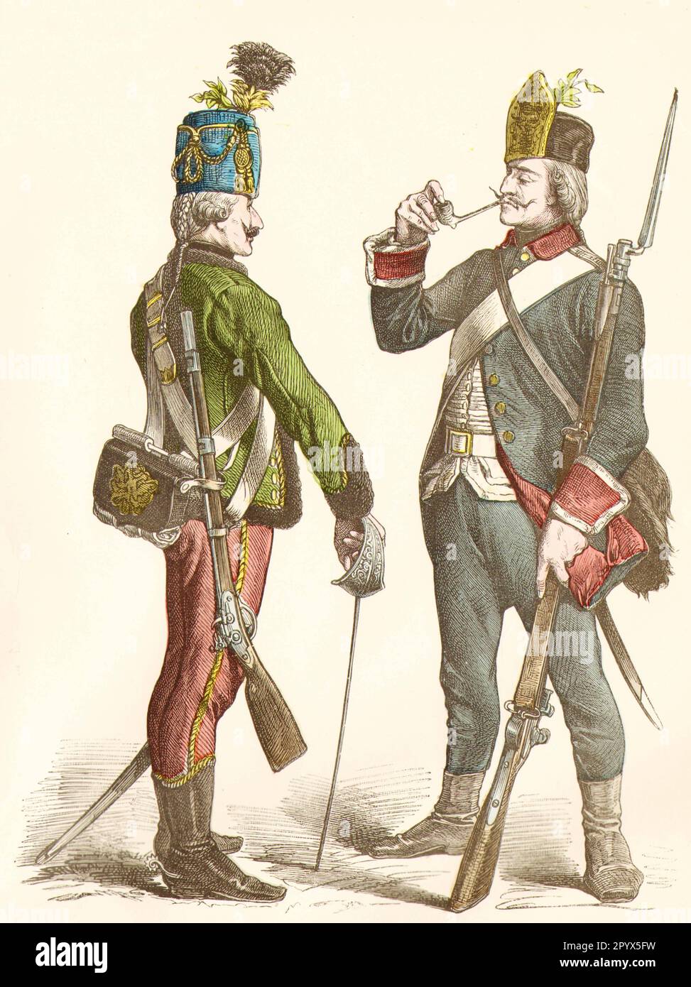 Soldiers in the 18th century in contemporary uniform: Austrian hussar ...