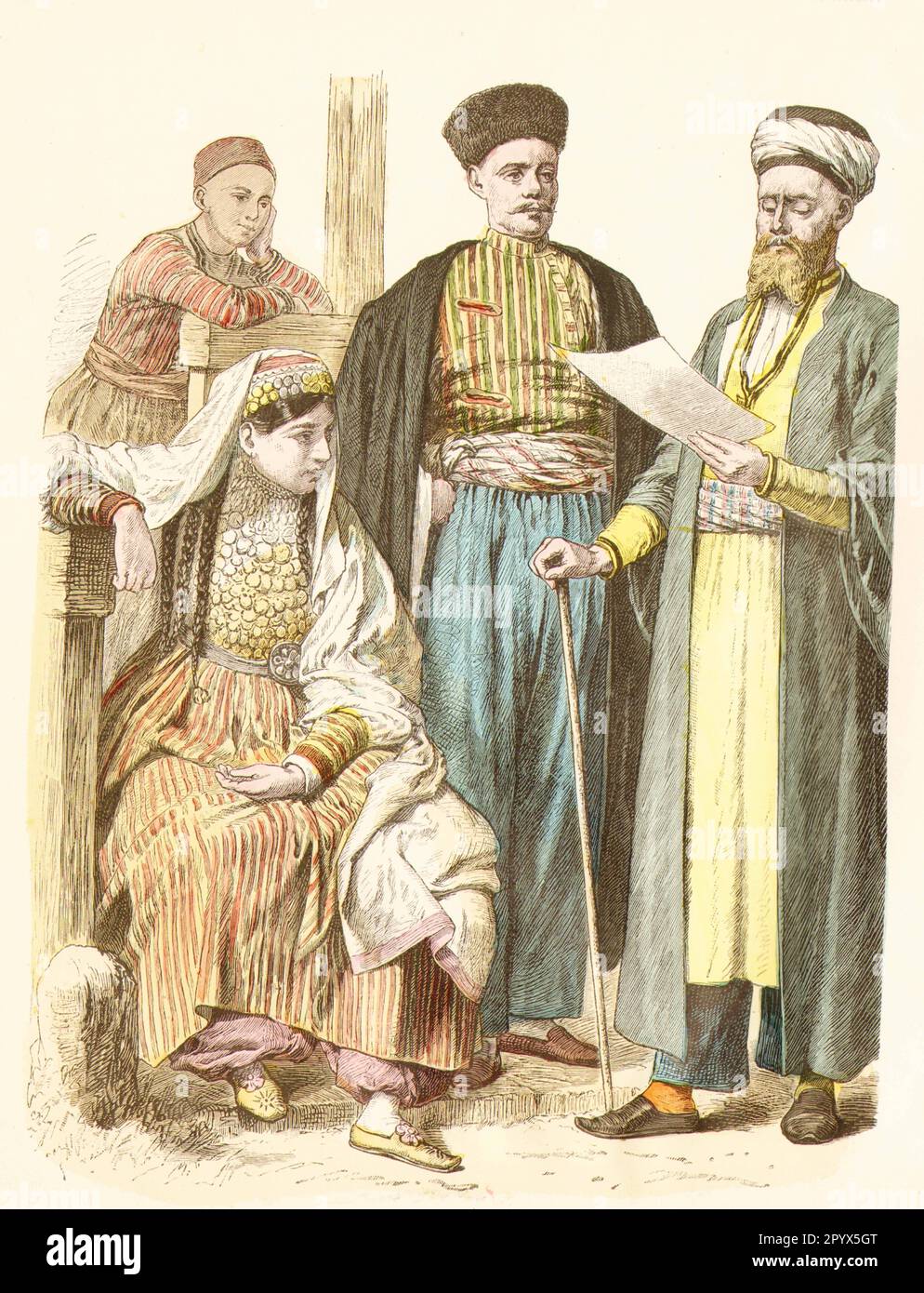 Inhabitants of the Tsarist Empire in contemporary dress: Tartars from ...